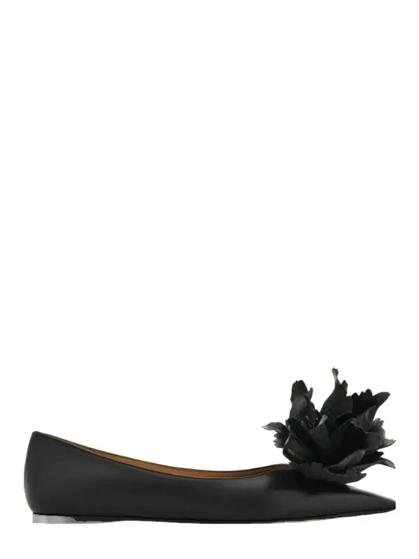 FERRAGAMO Embellished Leather Ballet Flats - Black