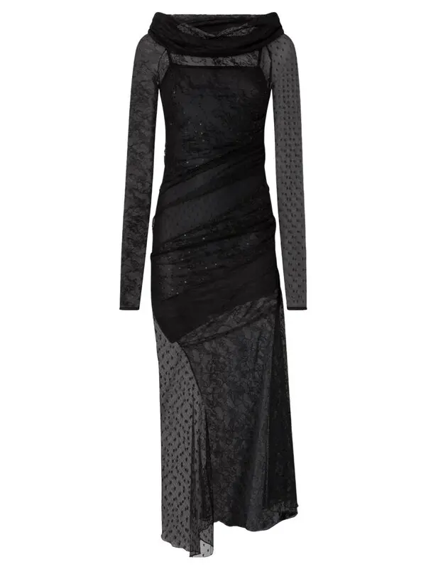 Pinko Lace-detail Cowl-neck Maxi Dress - Black