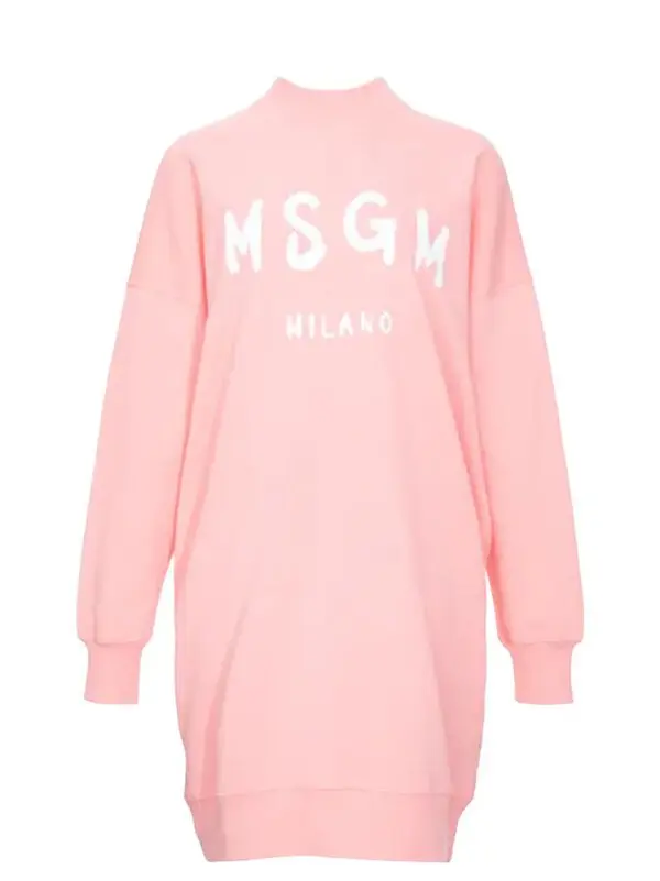 MSGM Logo Detail Sweater Dress - Pink
