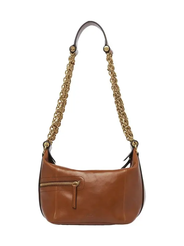 Chloé Chain-trimmed Leather Shoulder Bag - Clay Brown
