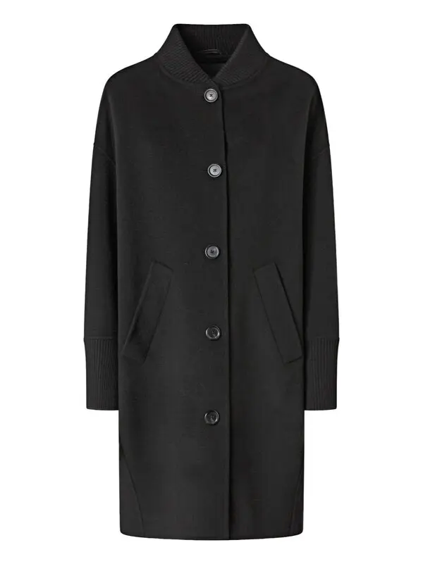 Pinko Long Double Cloth Coat - Black