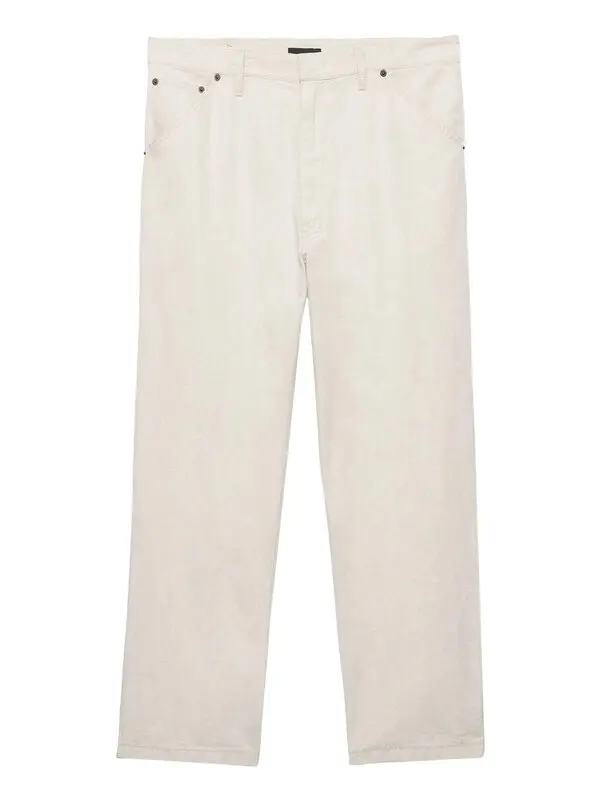 Prada Chambray Triangle-logo Pants - Natural Color