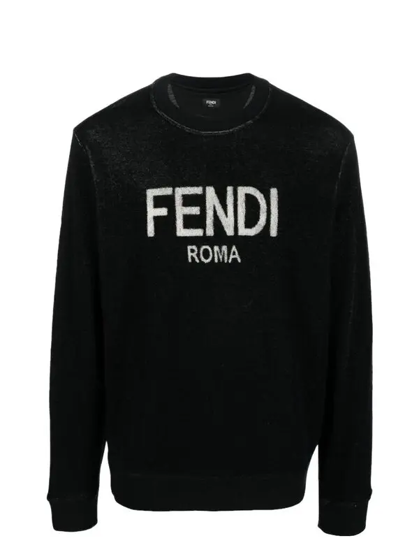 Fendi Logo-print Fleece Sweatshirt - Black