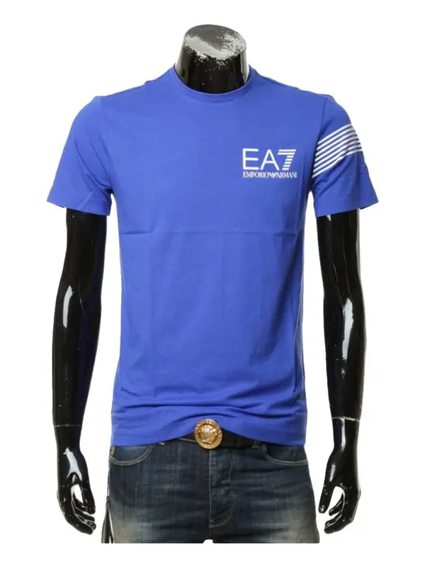 EA7 Logo-print Crewneck T-shirt - Blue