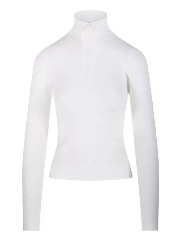 COURREGES Zipped Mock Neck Jumper - White