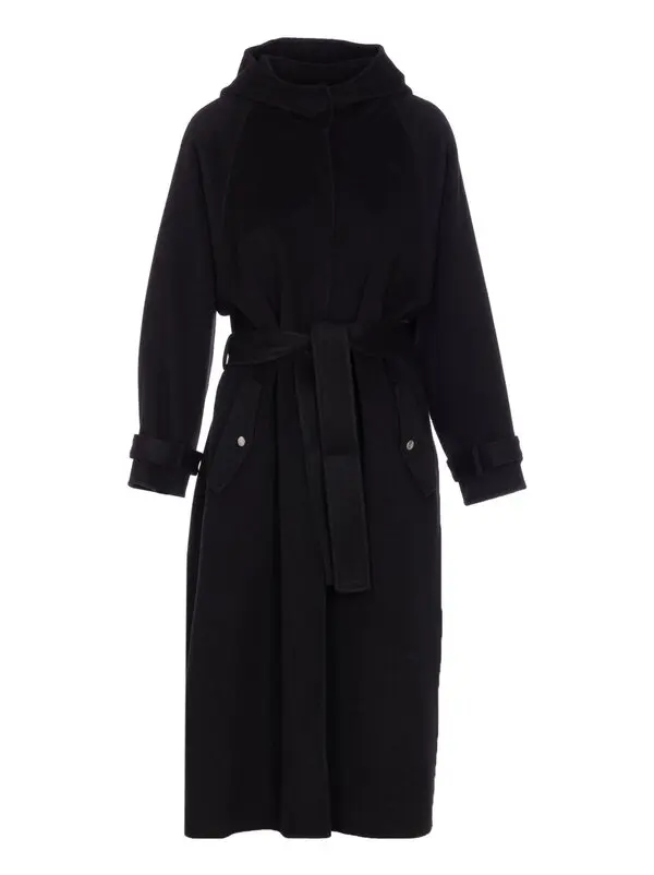 Pinko Belted Hooded Coat - Blue