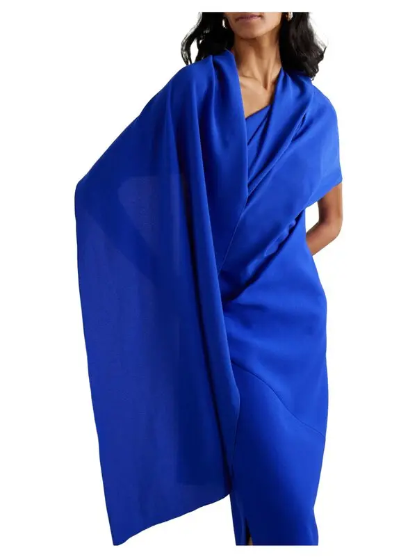 ROKSANDA Draped Cape Effect Midi Dress - Blue