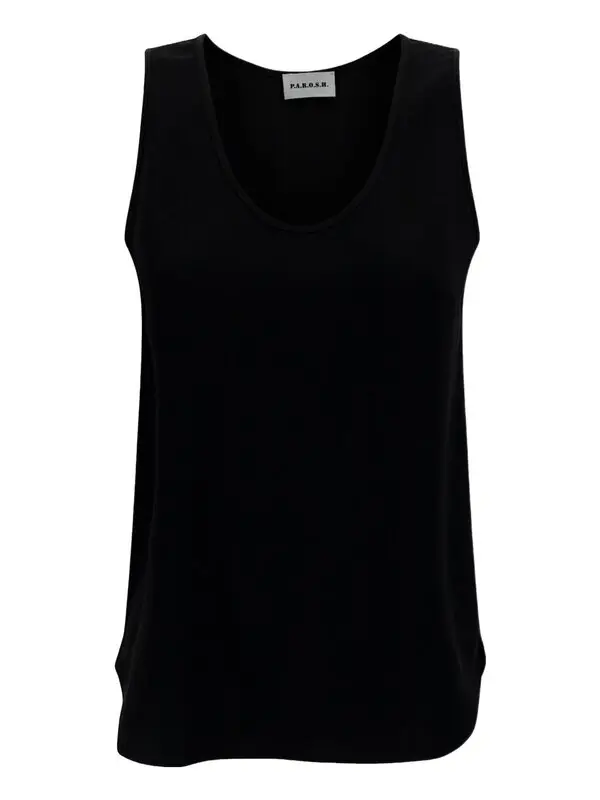 P.a.r.o.s.h Crewneck Satin Tank Top - Black