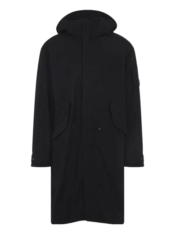 C.P. COMPANY Hooded Long Coat - Black