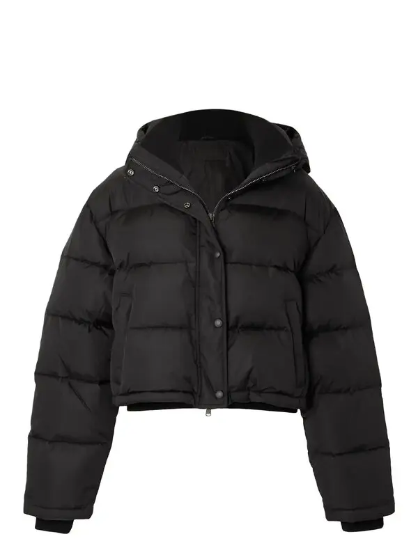 Wardrobe.NYC Cropped Hooded Down Jacket - Black