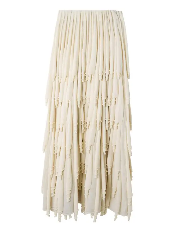 Alaïa Layered Pleated Midi Skirt - White