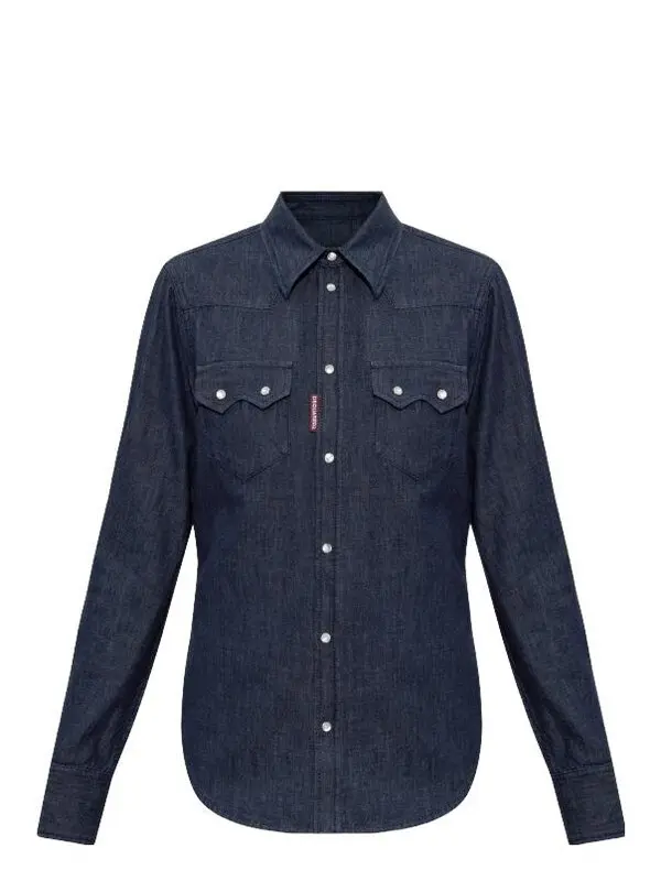 Dsquared2 Logo Patch Denim Shirt - Black