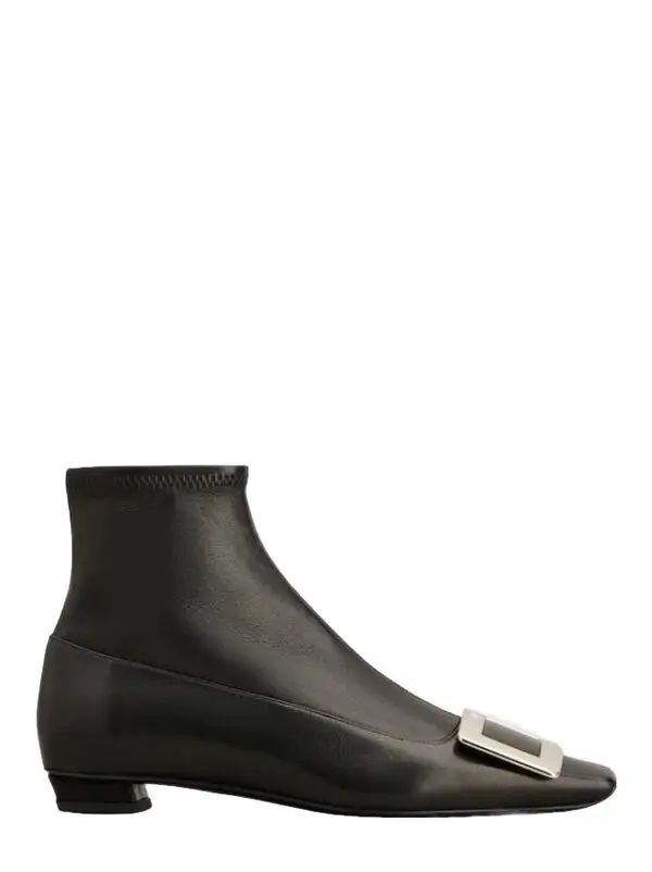 ROGER VIVIER Belle Vivier Leather Ankle Boots With Buckle Detail - Black