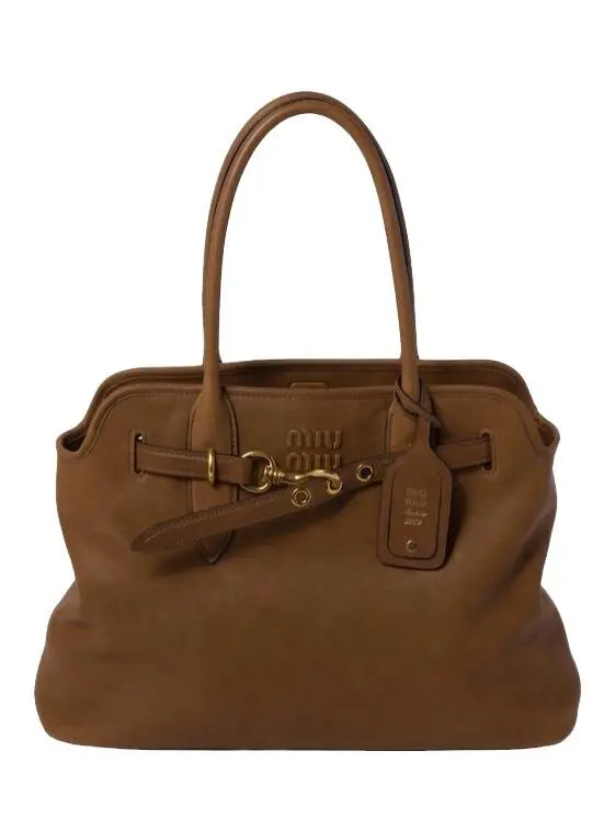 Miu Miu Aventure Logo-tag Tote Bag - Brown