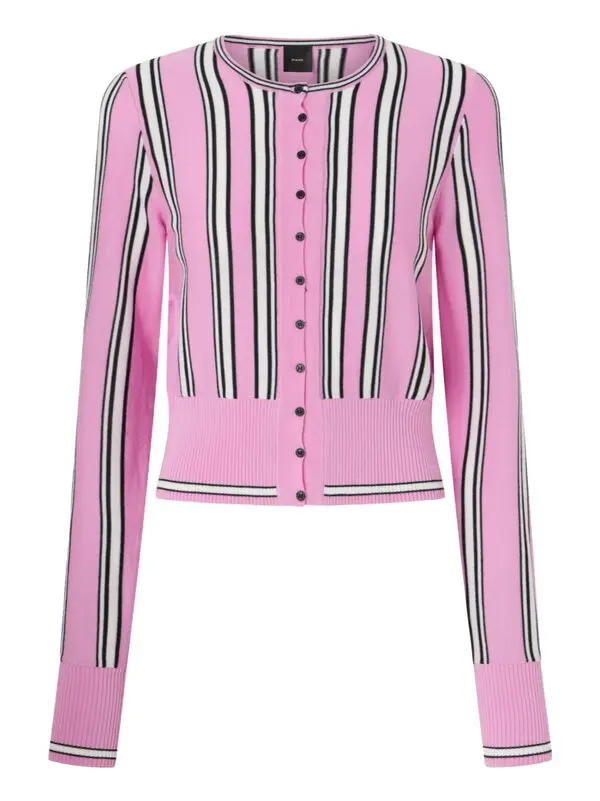 Pinko Striped Buttoned Cardigan - Pink