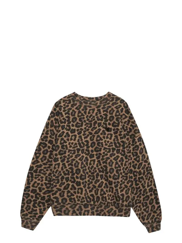 ANINE BING Leopard Print Crewneck Sweatshirt - Black/brown