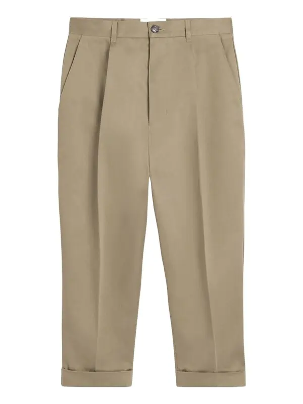 Ami Pleated Straight-leg Trousers - Nude