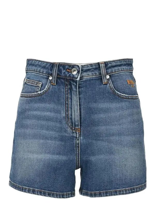 MSGM Logo Denim Shorts - Blue