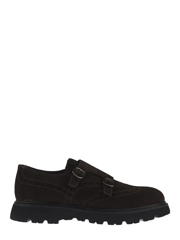 DOUCAL'S Brogue Monk Strap Shoes - Black