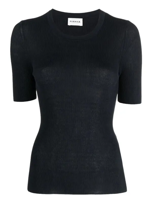 P.a.r.o.s.h Ribbed Crewneck Short-sleeve Top - Black