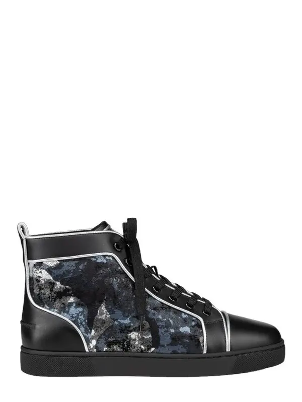 CHRISTIAN LOUBOUTIN Graphic Print Leather High Top Sneakers - Black