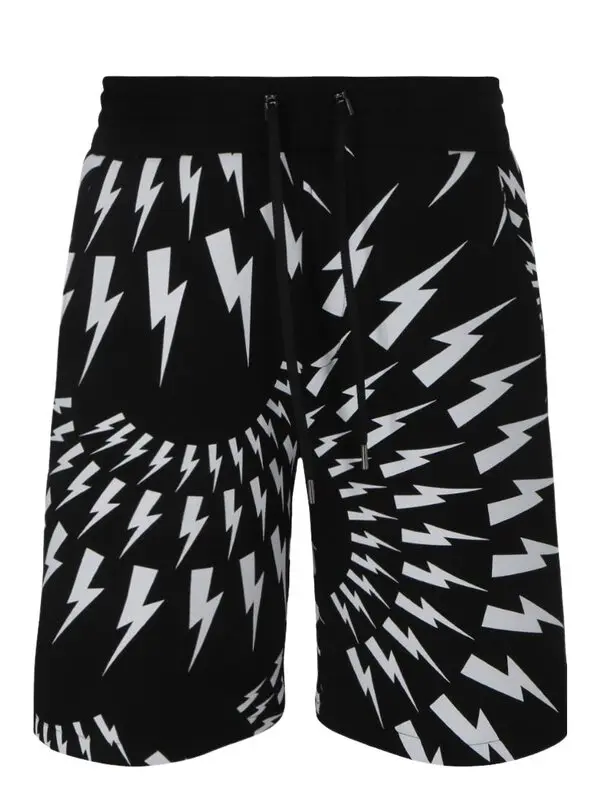 Neil Barrett Thunderbolt Print Deck Shorts - Black