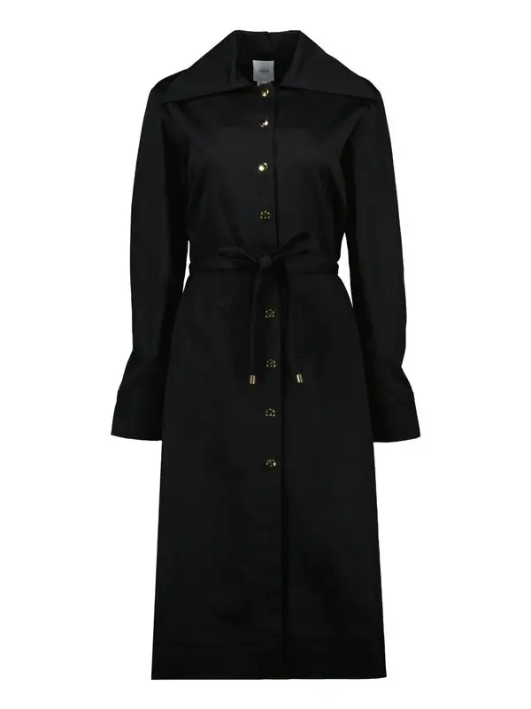 PATOU Collared Button-up Dress With Adjustable Waistband - Black