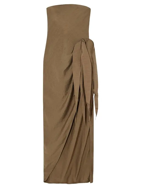 Cult Gaia Strapless Maxi Dress With Laminated Straps - Brown