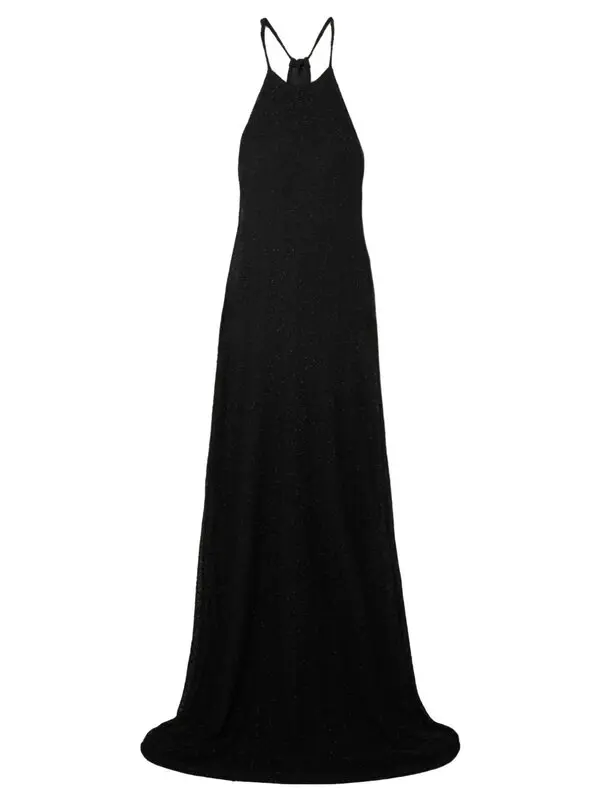 Christopher Esber Belted Metallic Knit Maxi Dress - Black