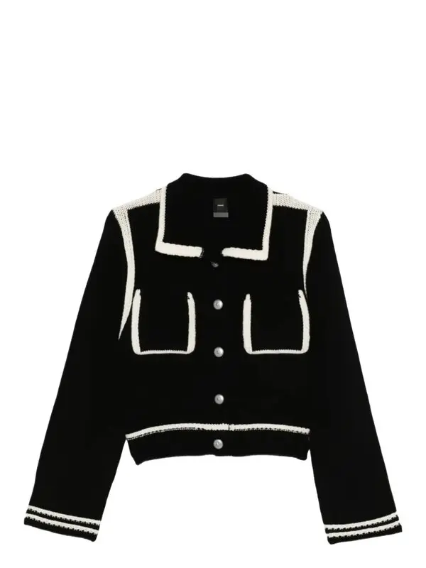 Pinko Contrast-trim Wool Cardigan - Black