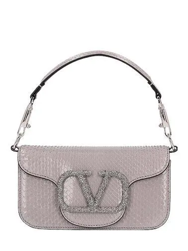 Valentino Garavani Small Crystal-embellished Shoulder Bag - Gray