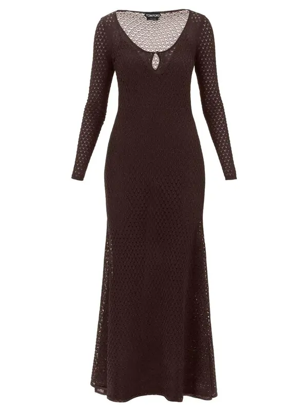 TOM FORD Crochet Knit Maxi Dress - Black