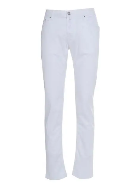 Jacob Cohen Nick Logo Patch Straight-leg Trousers - White