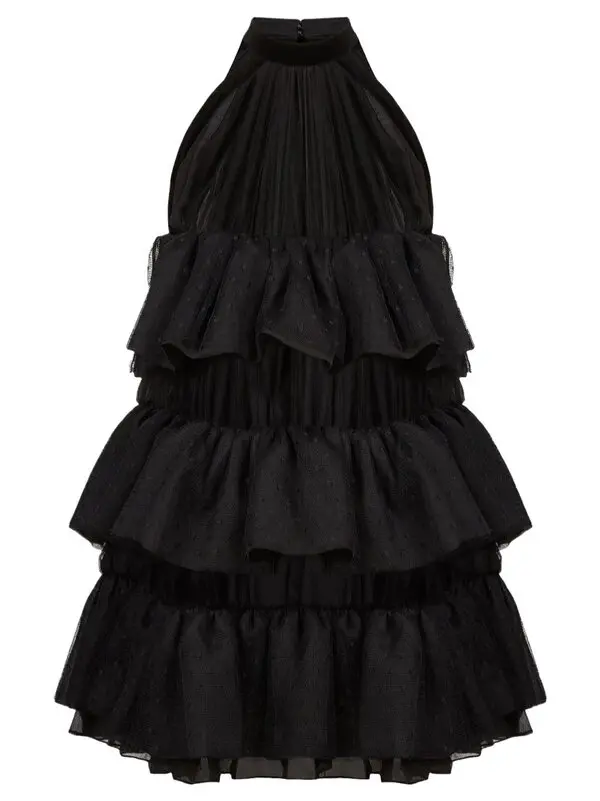 Nina Ricci Halterneck Tiered Mini Dress - Black