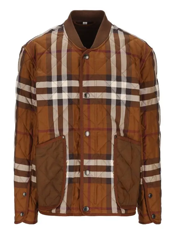 Burberry Checked Quilted Jacket - Brown