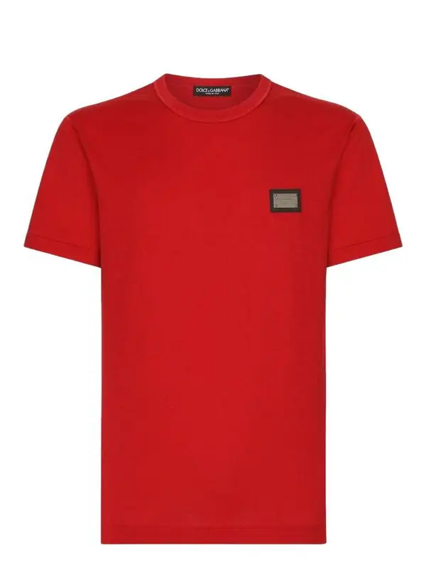 Dolce & Gabbana Dolce Gabbana Branded-tag Crewneck T-shirt - Red