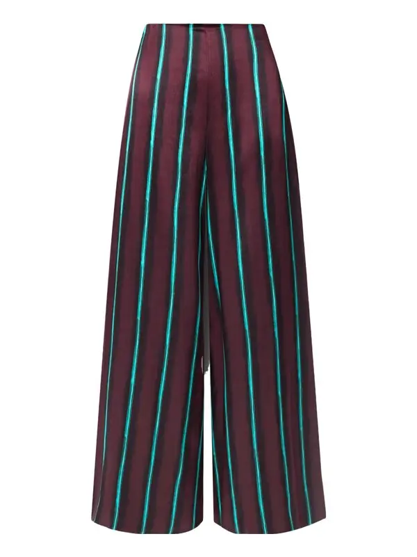 ROKSANDA Striped Silk-satin Wide-leg Pants - Red