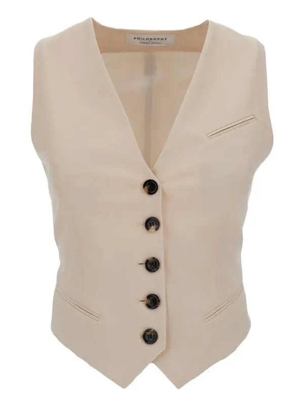 Philosophy Di Lorenzo Serafini V-neck Waistcoat With Strap Detail - Nude