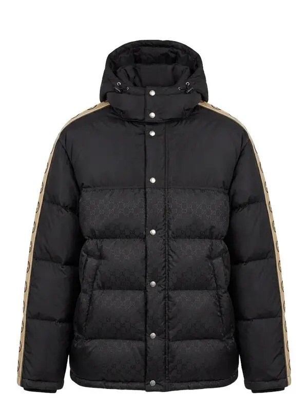 Gucci Monogram Pattern Padded Coat - Black