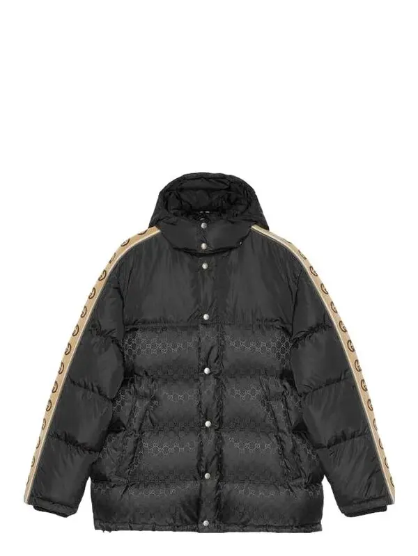 Gucci Monogram Pattern Padded Coat - Black