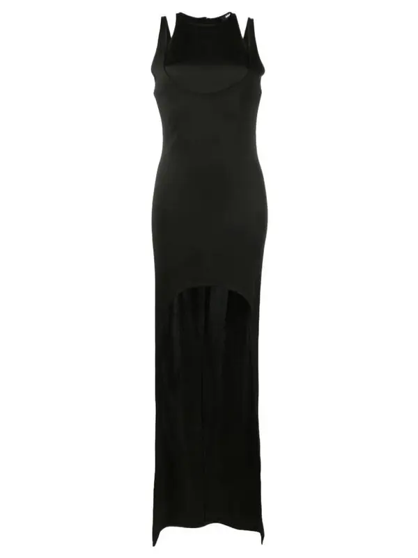 Balmain Sleeveless Layered Long Dress - Black