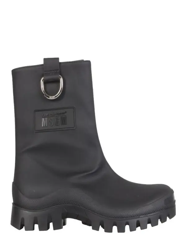 MSGM Logo Embossed Slip-on Ankle Boots - Black