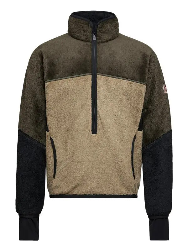 Moncler Polartec High Neck Fleece Sweatshirt - Beige/green