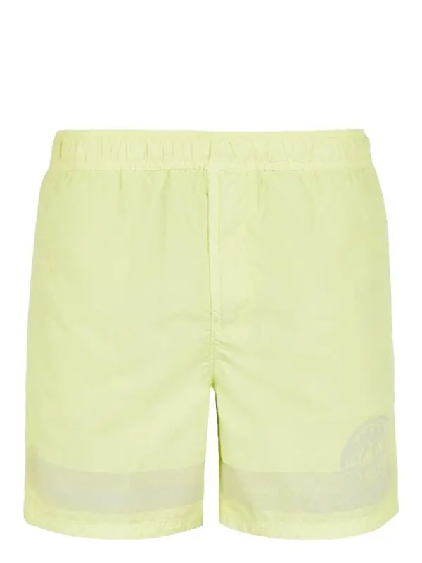 Stone Island Elastic Waist Shorts With Logo Embellishment - Lemon Yellow
