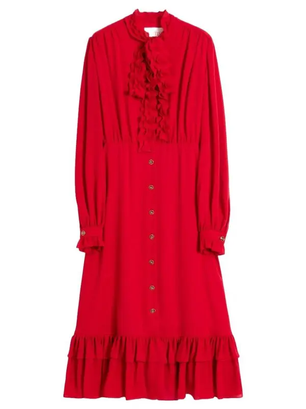 Valentino Garavani Ruffled Georgette Midi Dress - Red
