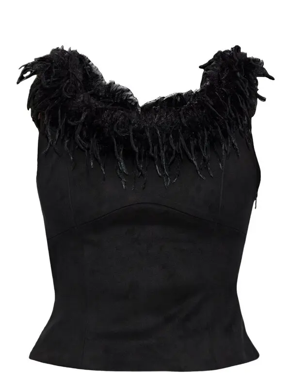 MISBHV Feather Trim Top - Black