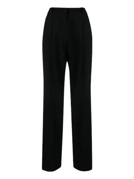 THE FRANKIE SHOP Layton Pleated Wool Trousers - Black