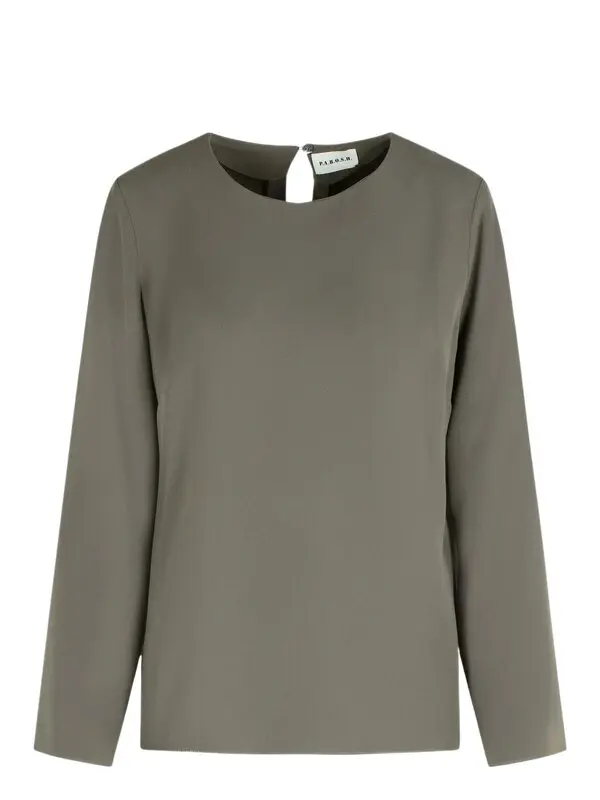 P.a.r.o.s.h Keyhole Back Long Sleeve Top - Grey