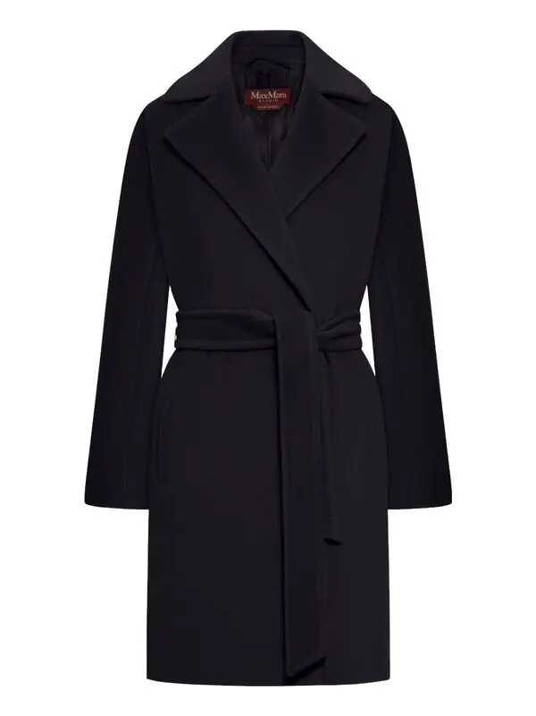 Max Mara Scire Belted Long-sleeved Coat - Black