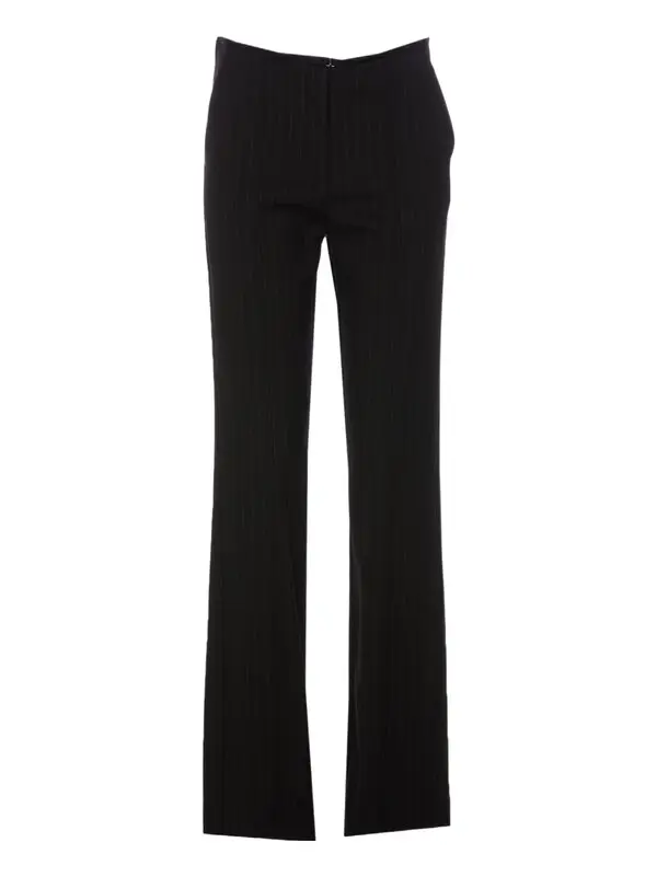 Patrizia Pepe Straight Leg Striped Pants With Metal Details - Black